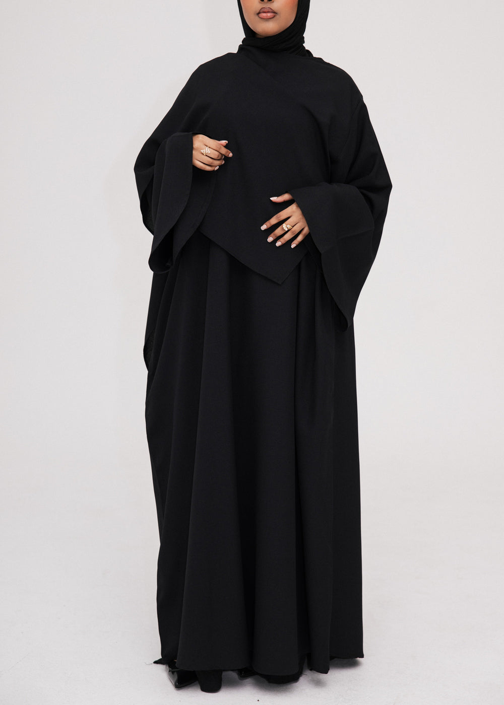 Midnight Asymmetric Shawl Abaya | Elegant Black Modest Wear | Textured ...